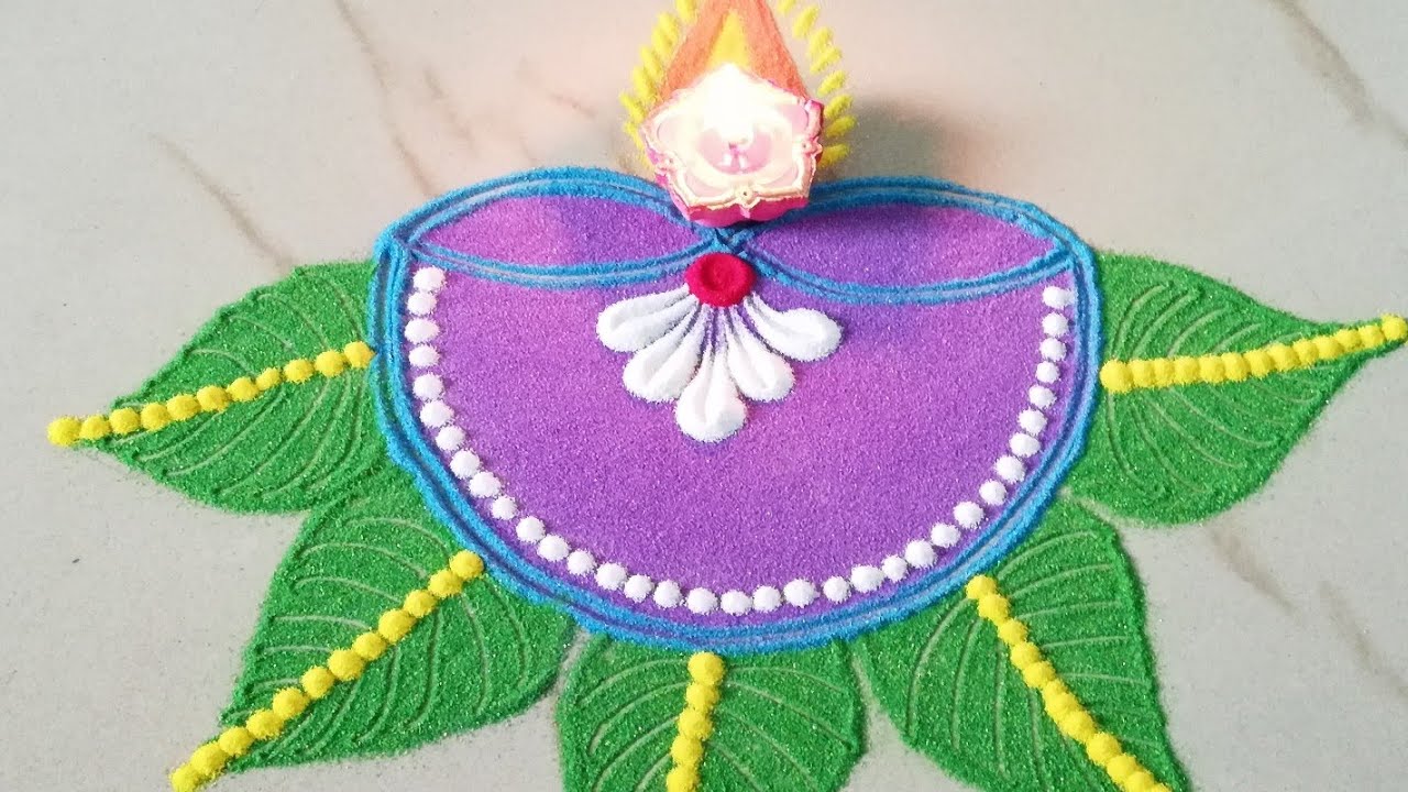 Easy Diya rangoli for Diwali || Easy Rangoli for beginners by Sangeeta ...