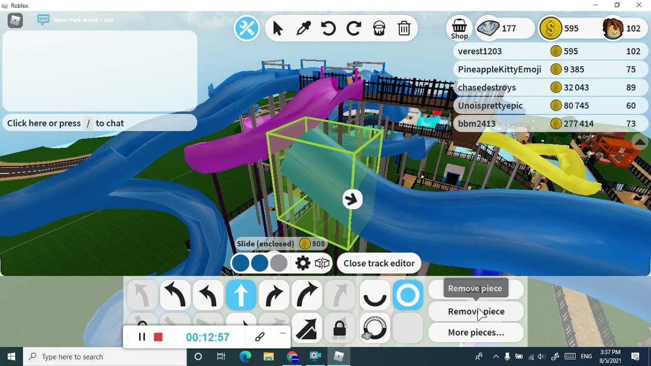 MAKING THE ENCLOSED SLIDE IN WATER PARK WORLD! l Roblox - YouTube