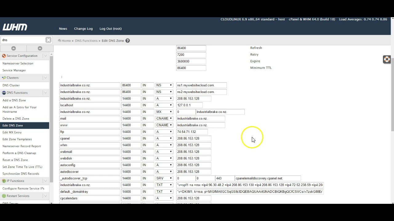 How to update cname / a records using WHM for Cpanel - YouTube