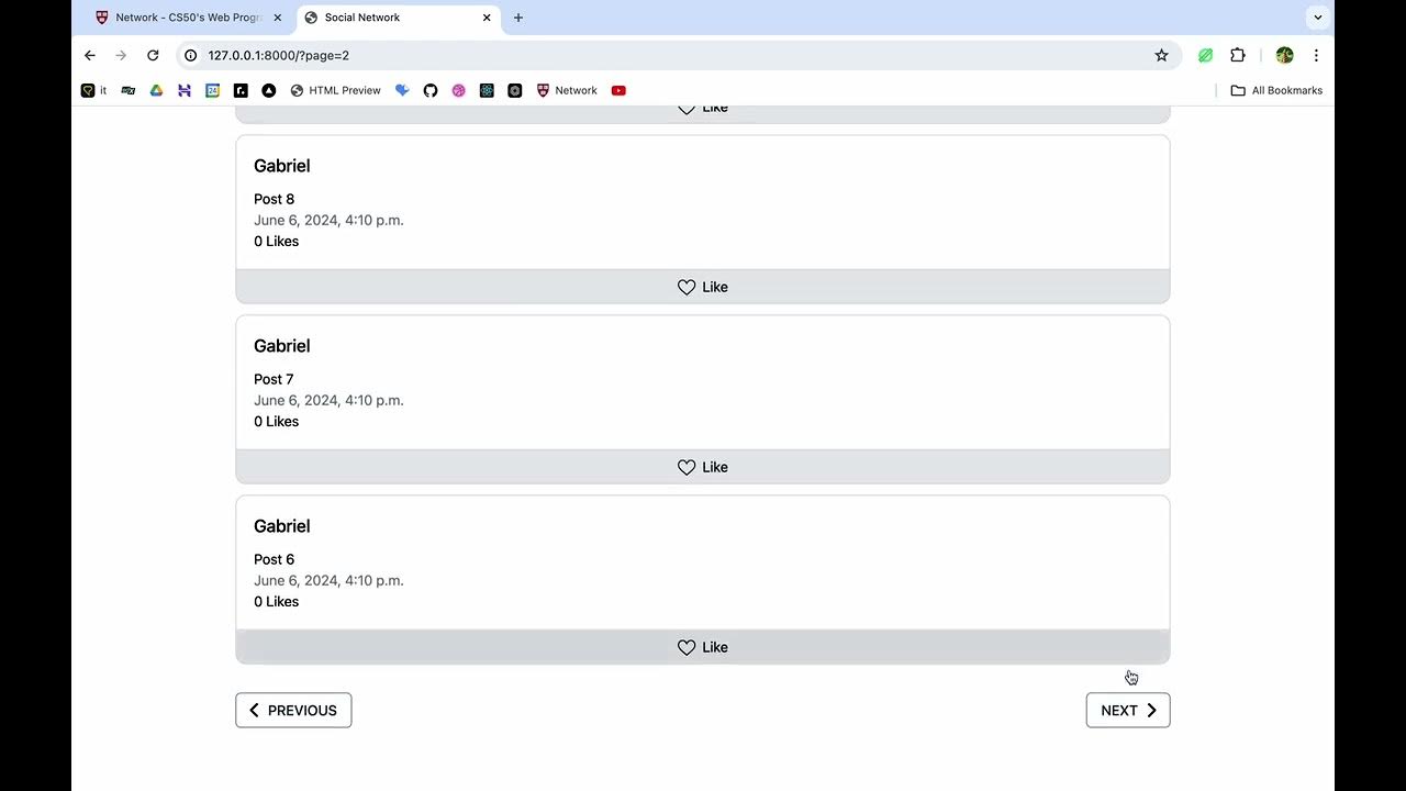 Project 4: Network - CS50w - YouTube