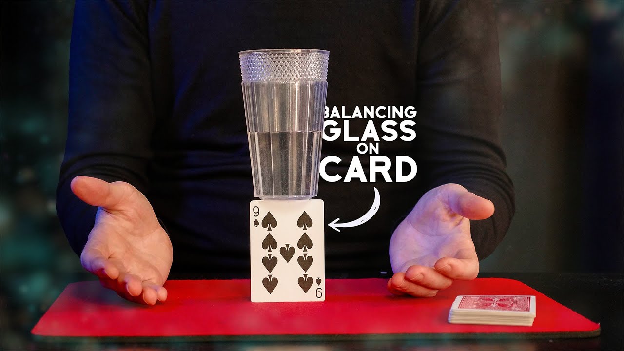 Gravity-Defied! 🥤Balancing a Glass on a Playing Card Magic Trick ...