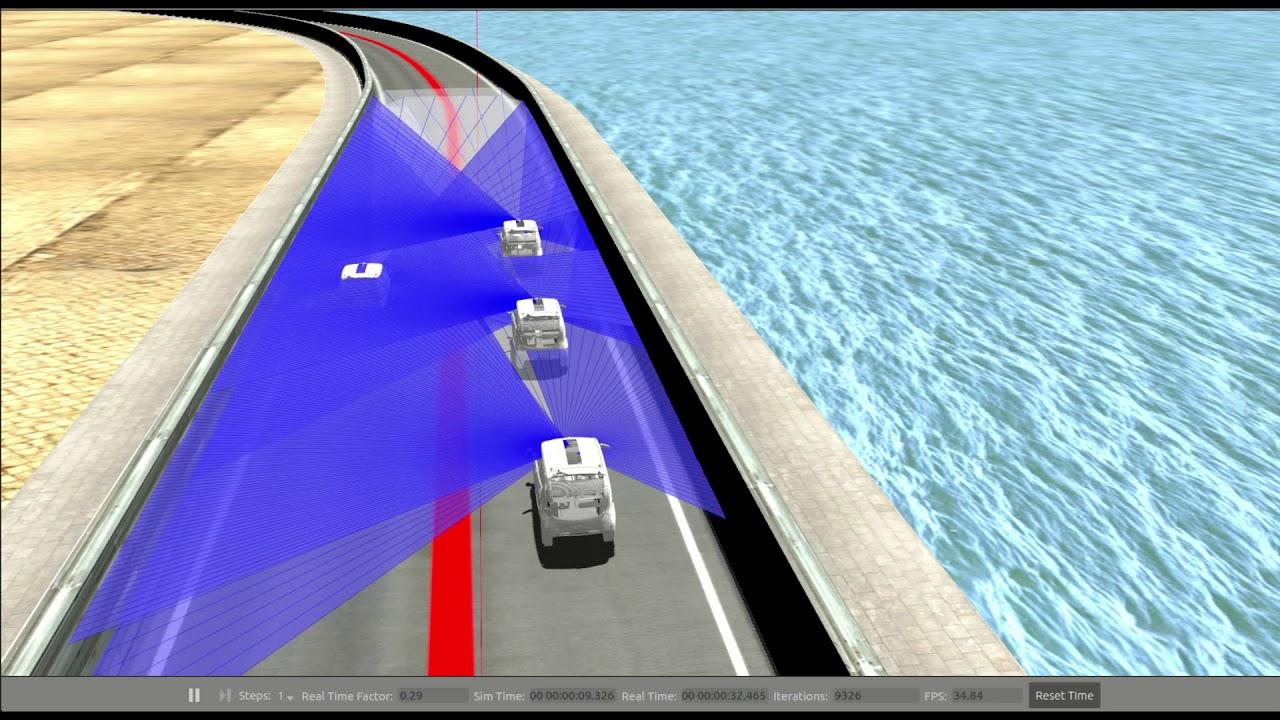 Overtaking 3 vehicles - Gazebo - Trajectory Planner Simulation - YouTube