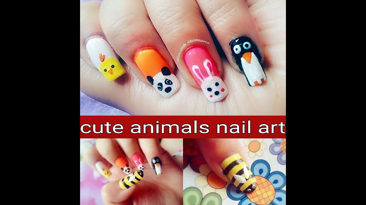 Simple Cute animal nail art.. - YouTube