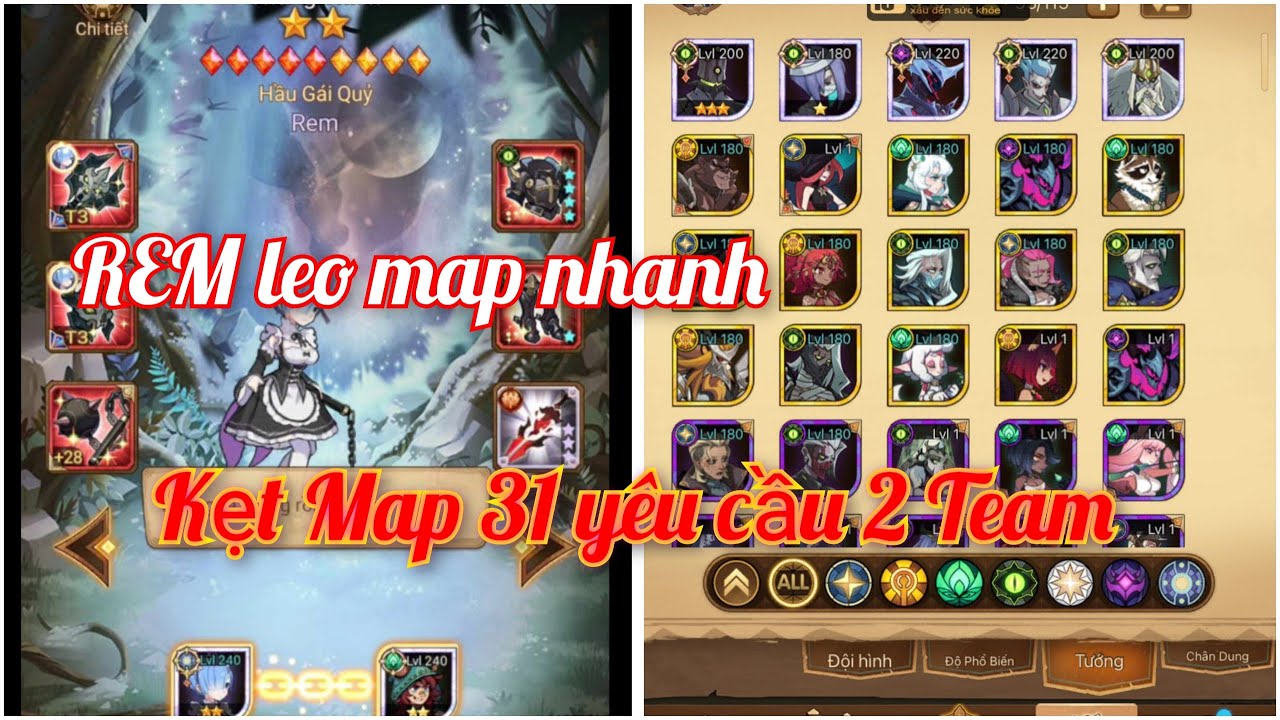 Afk Arena | Dùng team Rem leo map 31 nhanh quá thì xếp team 2 như thế ...