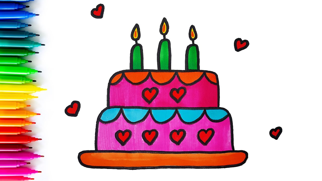 How to Draw a Birthday Cake easy - YouTube