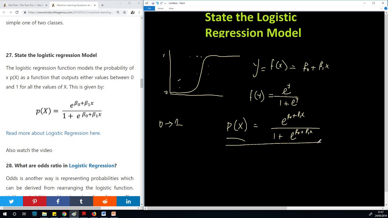 Question 27 - State the Logistic Regression Model in Machine Learning ...