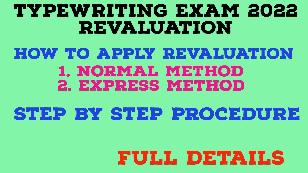 Typewriting Exam 2022 Revaluation How To Apply Revaluation Step By Step ...