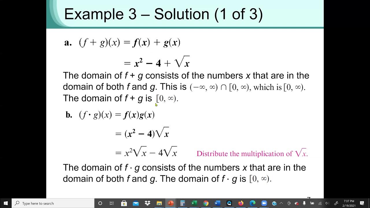 College Algebra Operations On Functions Add Subtract Multiply And Divide Functions Youtube