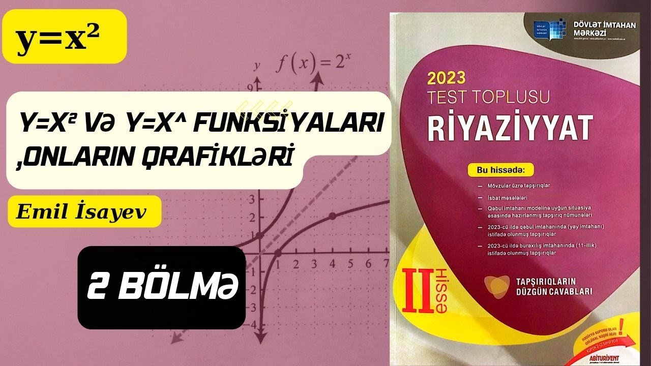 Funksiya və qrafiklər test toplusu 2023 y=x² və y=x^ funksiyaları # ...