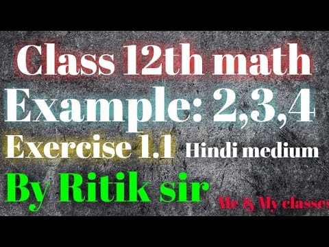 Class 12th math / Example 2,3,4 / Exercise 1.1 / Hindi medium /By ritik ...