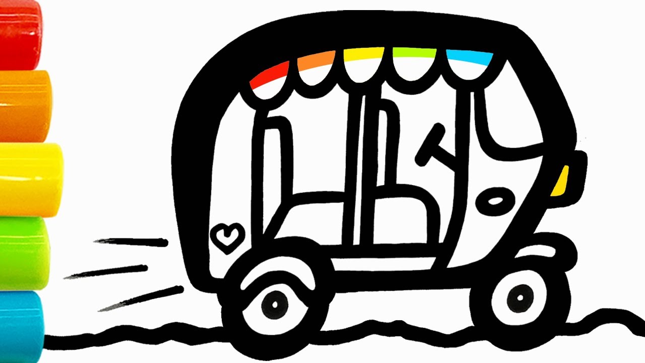 How to draw Auto RICKSHAW Tut Tut Car Drawing & Coloring for Kids ...