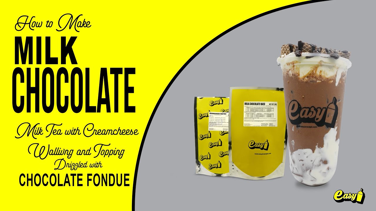 Milk Chocolate Milk Tea w/ Cream Cheese walling & topping drizzled w ...