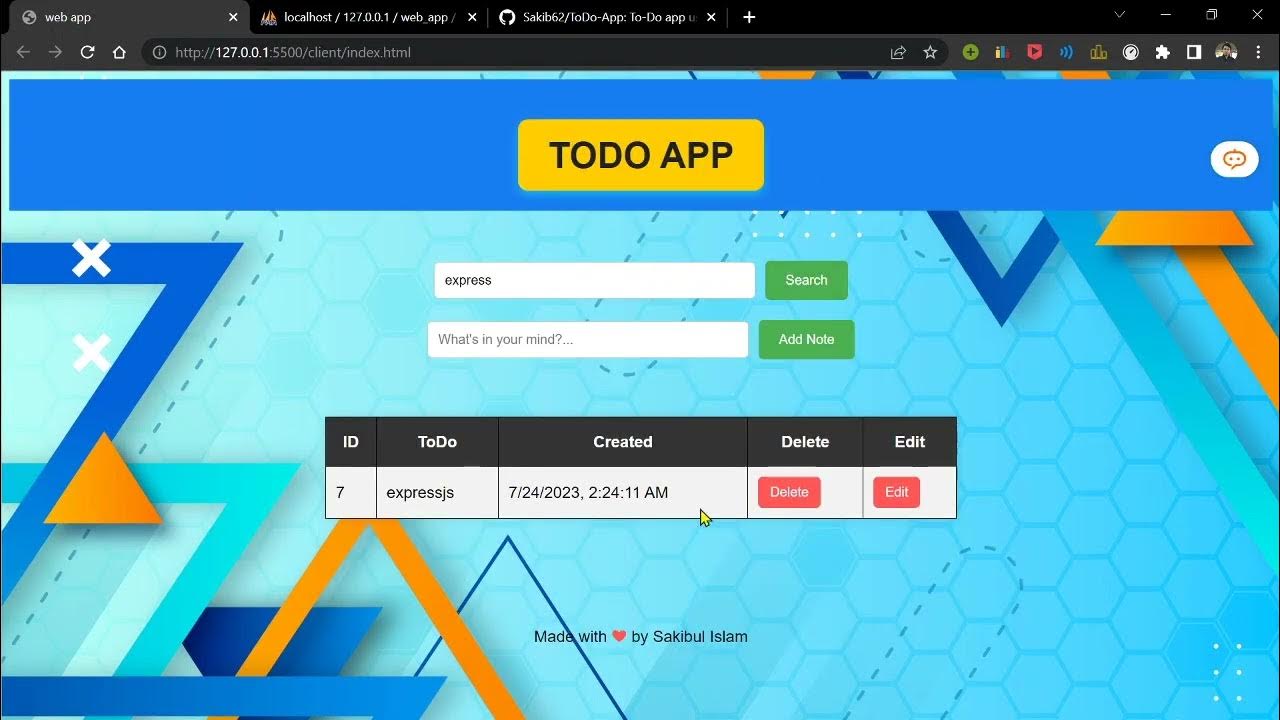 Todo Application with Nodejs & MySql - YouTube