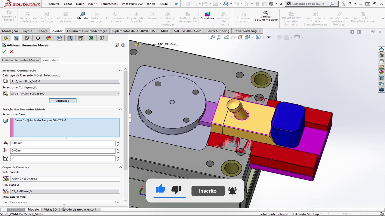 TUTORIAL SOLIDWORKS - COMO CONFIGURAR UMA GAVETA NO MOLDWORKS - YouTube