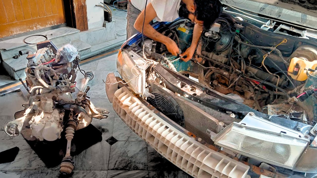 Daewoo Racer to cielo ( Daewoo racer Engine removal from below) - YouTube