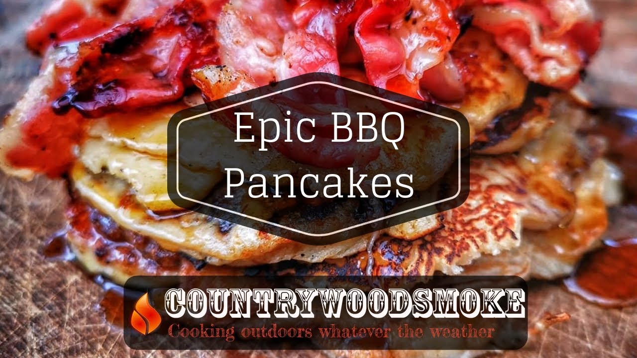 Pancakes with bacon and maple syrup on the bbq - YouTube
