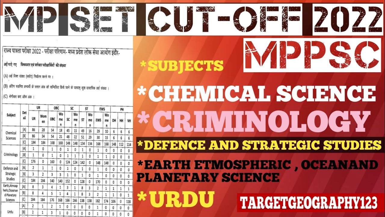 MP SET CUT-OFF 2022-23 | MP SET CUT-OFF CHEMICAL SCIENCE | #MPSET # ...