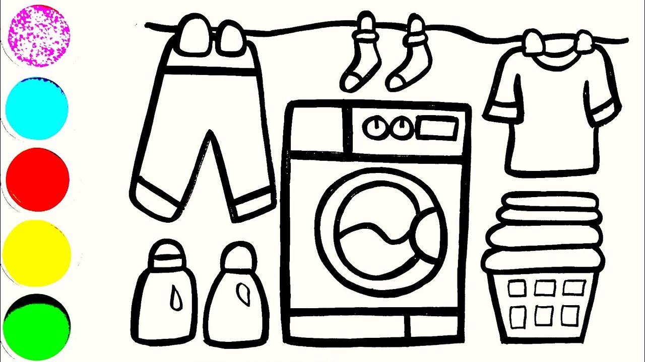 Washing Machin Drawing, Coloring and Painting for kids & Toddlers | Let ...