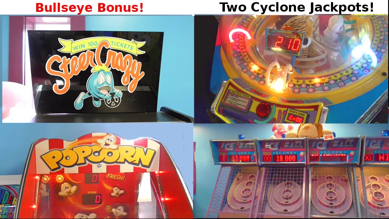 Two Cyclone Jackpots! Skee Ball & More Fun Arcade Games - YouTube