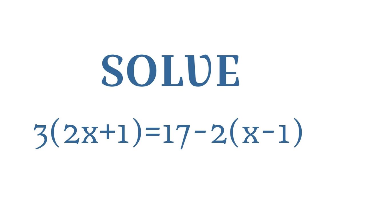 Solve the equation - YouTube