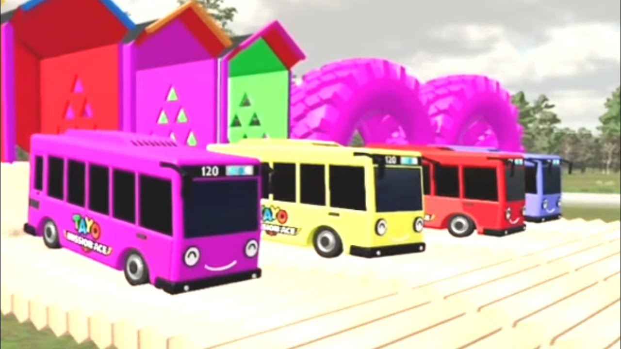 mobil bus warna-warni, mobil bus Tayo,mobil bus warna-warni kuning ...