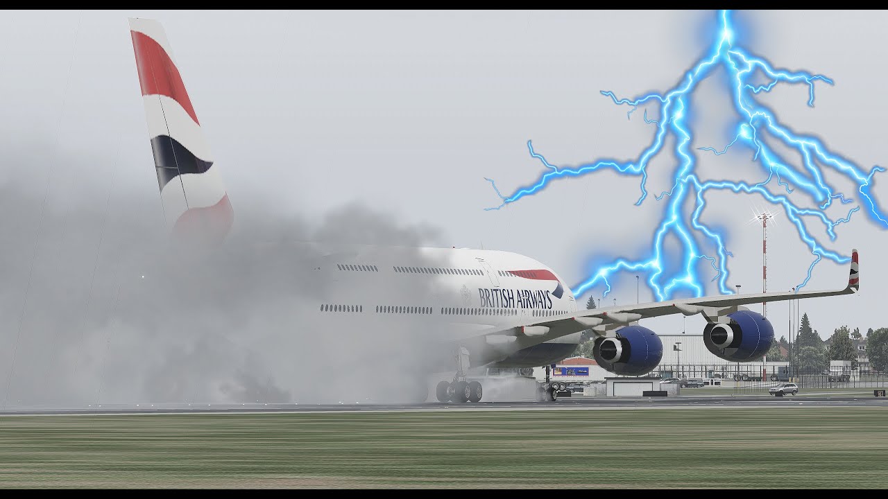 Incredible A380 Wet Runway Take Off In Heavy Storm [XP11] - YouTube