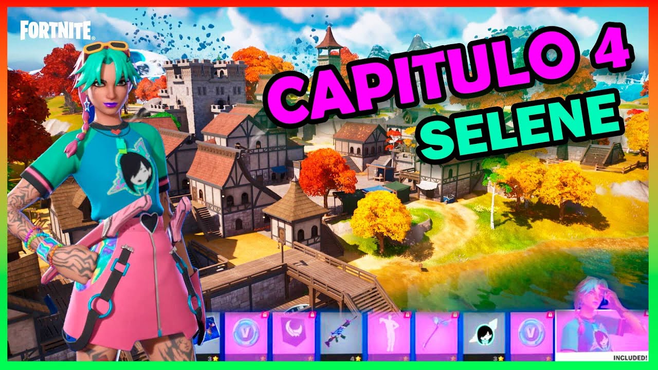 Fornite CAPITULO 4 probamos la SKIN DE SELENE - PASE DE BATALLA - YouTube