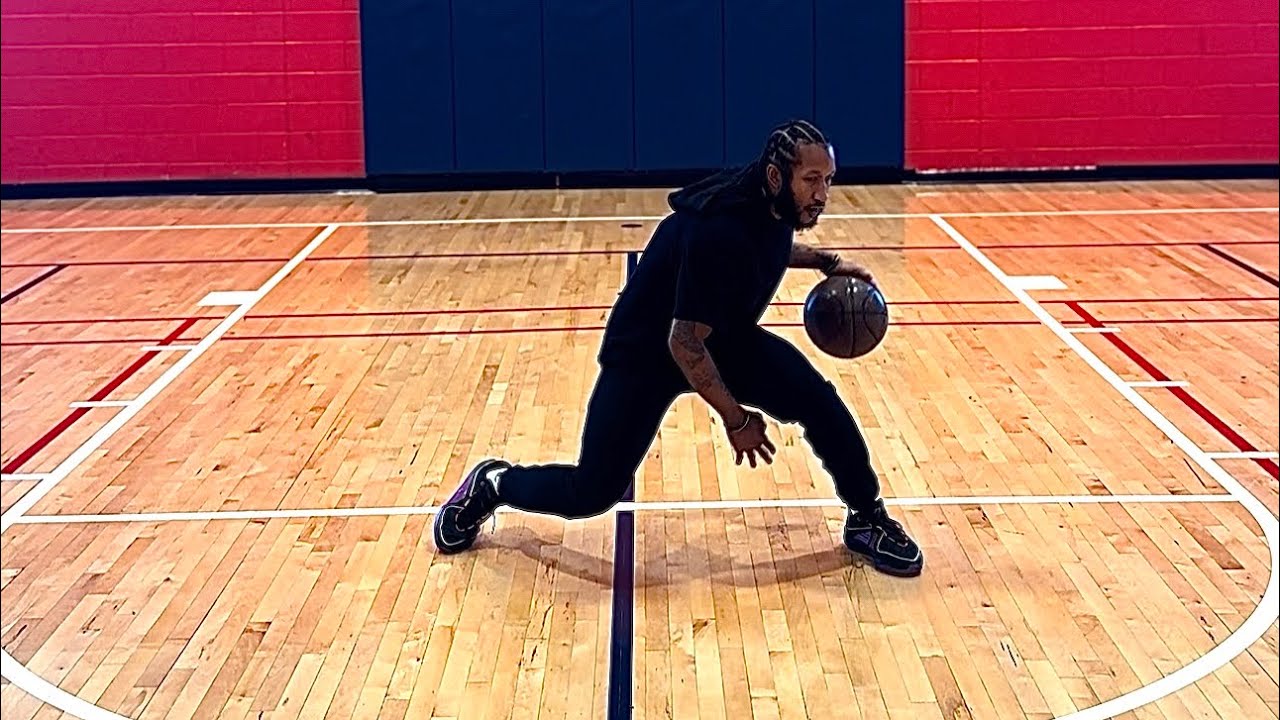 Rhythm ball handling routine using fake spin move - YouTube