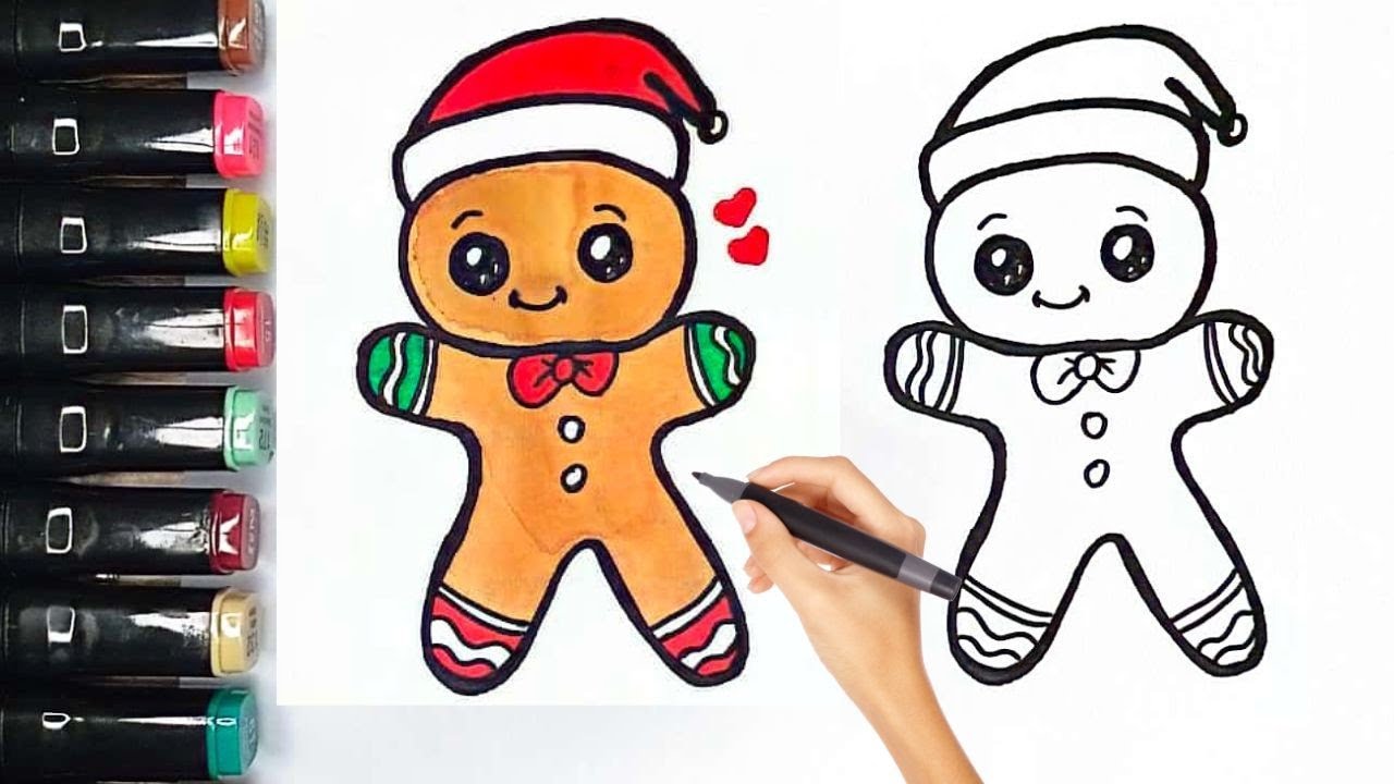 How to Draw a Gingerbread Man for Kids | Christmas Drawing Edition #025 ...