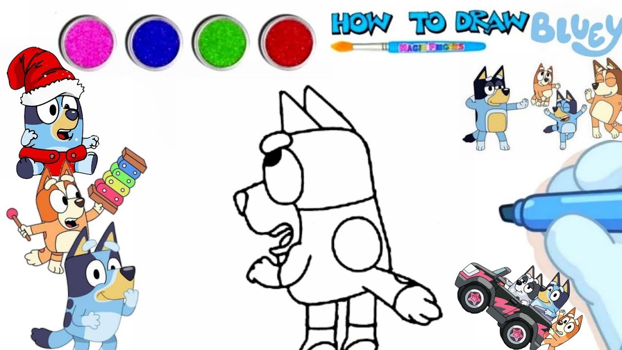 Easy Bluey Drawing Tutorial for Kids 😱 Learn to Draw Bluey and Bingo 💙🧡 ...