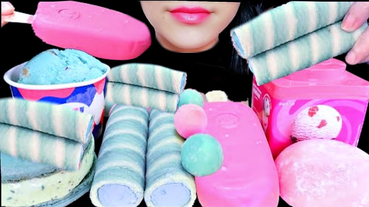 ASMR EATING DIFFERENT ICE CREAMS MAGNUM + BASKIN ROBBINS + ROLL ...