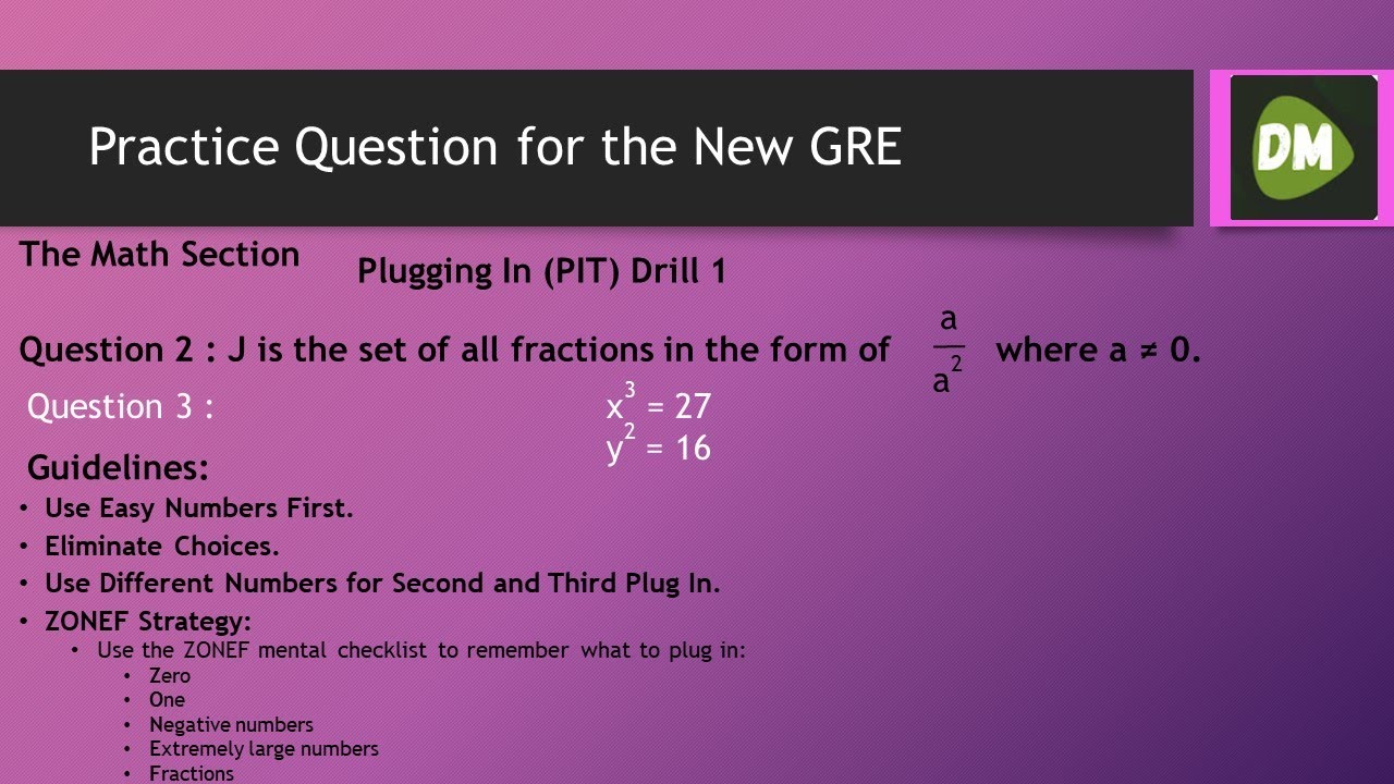 GRE Math Practice: Plugging In for Quantitative Comparison | J Set ...