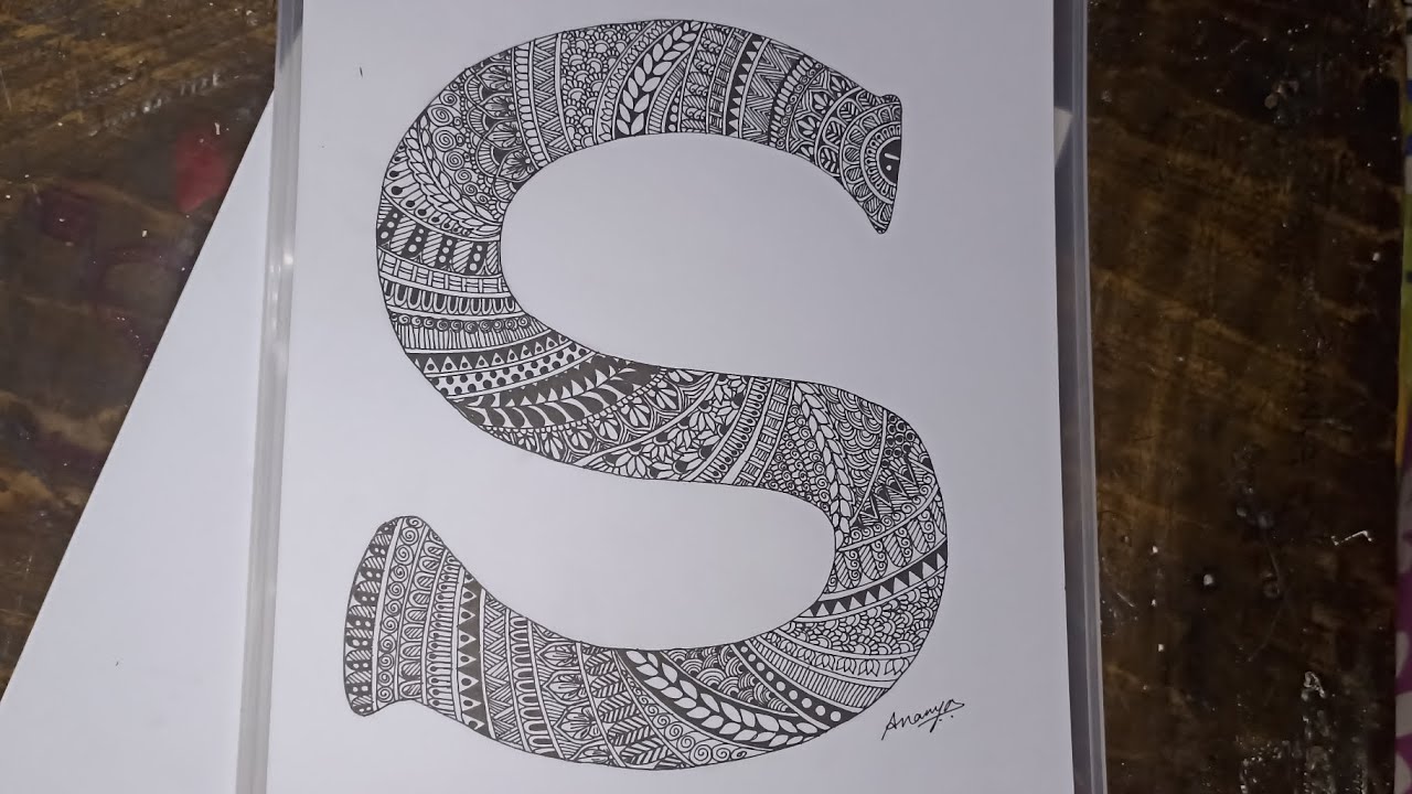 'S' Letter Mandala Art | Alphabet S Mandala Art | Zentangle Art Step by ...