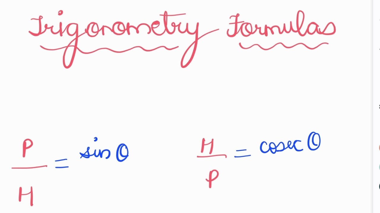 Class 10th I Trigonometry Formulas - YouTube