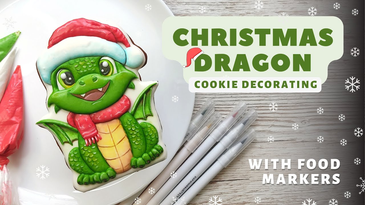 Christmas Dragon Cookies. Cookies decorating - YouTube