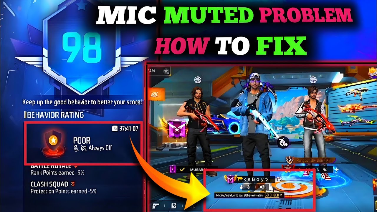 🔥"Mic Muted Due To Low Behavior Problem Fix | How To Solve Free Fire ...