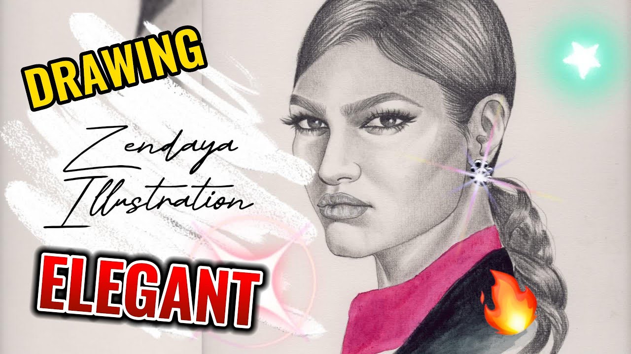 Drawing Zendaya | Using Graphite & watercolor ️🦋 - YouTube