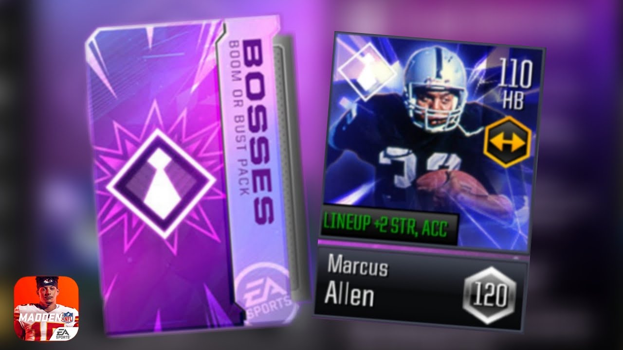 10 BOSS BOOM OR BUST PACKS! 110 MARCUS ALLEN! MADDEN MOBILE 19 ...