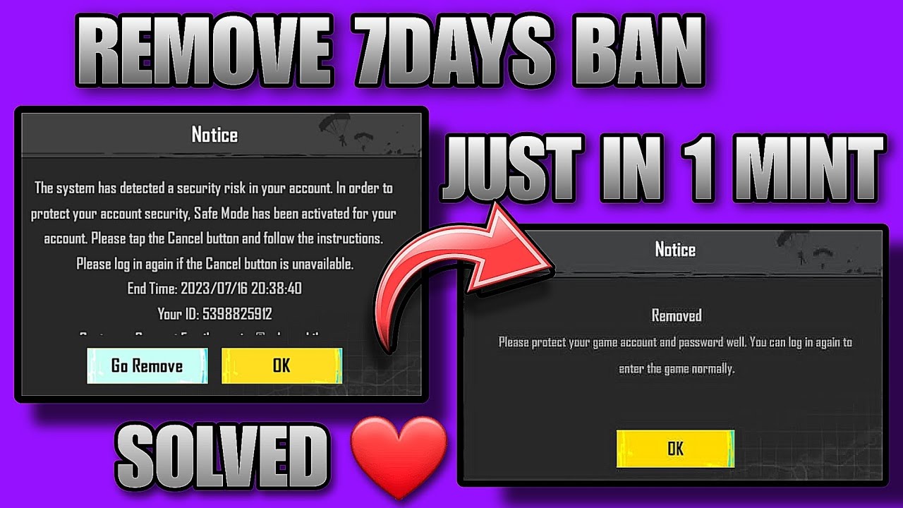 HOW TO REMOVE 7 DAYS BAN | FIX SECURITY ISSUE | IN PUBG MOBILE - YouTube