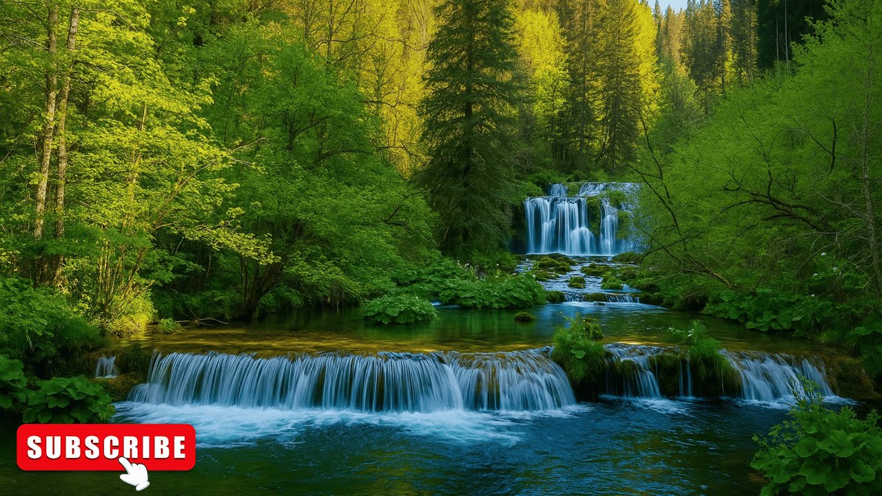 4K Forest Waterfall & Morning Birdsong – Spring Nature Sounds for ...