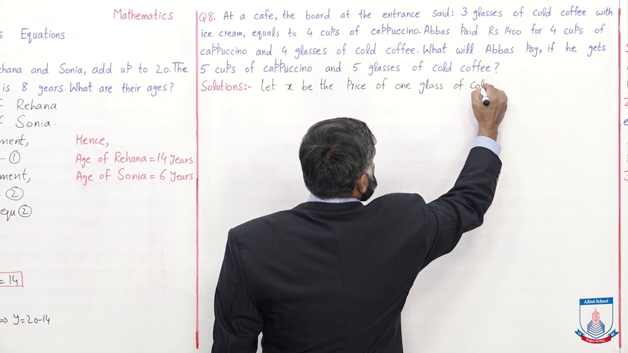 Class 8 - Mathematics - Chapter 17 - Lecture 08 Simultaneous Equations ...