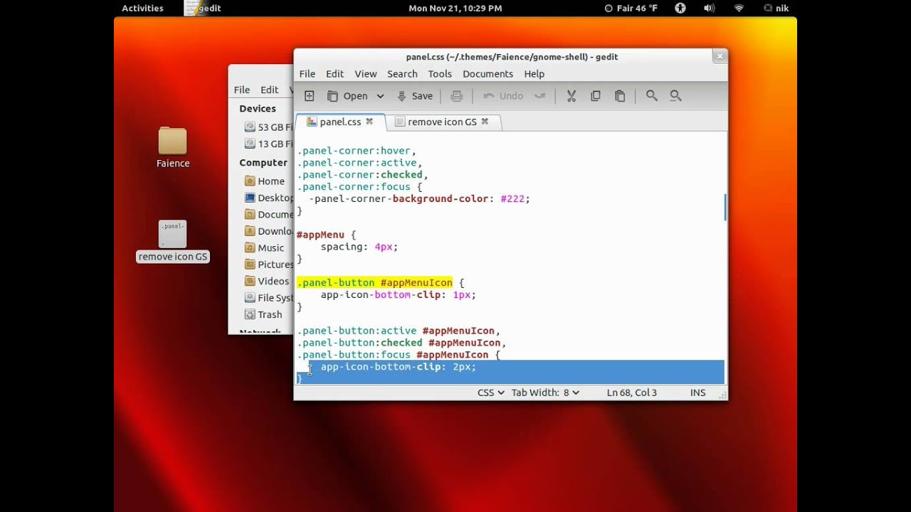 remove the application icon gnome shell ubuntu 11.10 - YouTube