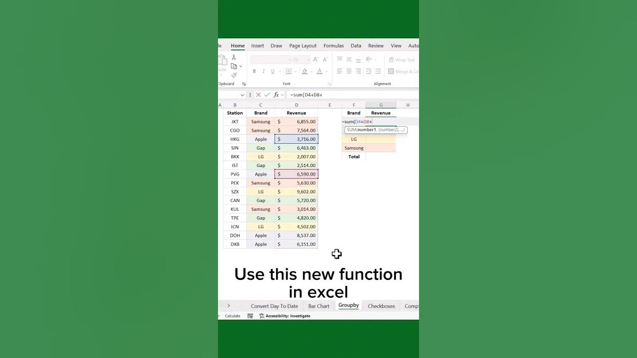 Groupby Function In Excel Shorts Excel Exceltips Exceltricks Fyp