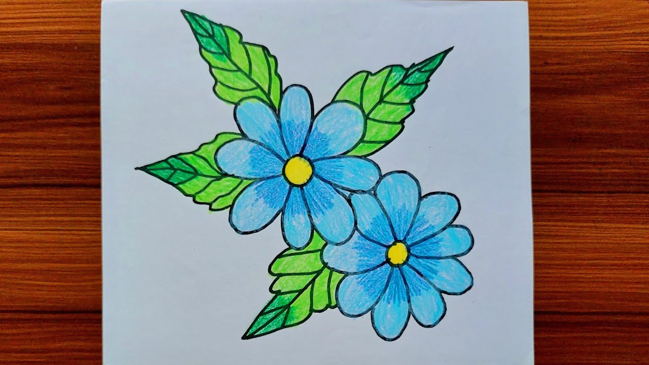 Sky Blue Flowers Drawing Step by Step For Beginners - YouTube