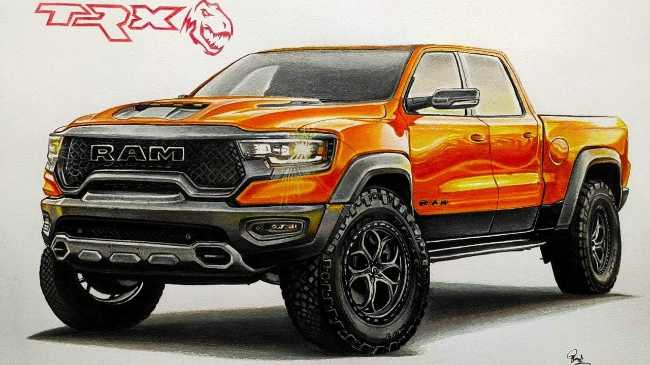 Dodge RAM TRX : Realistic drawing: timelapse video - YouTube