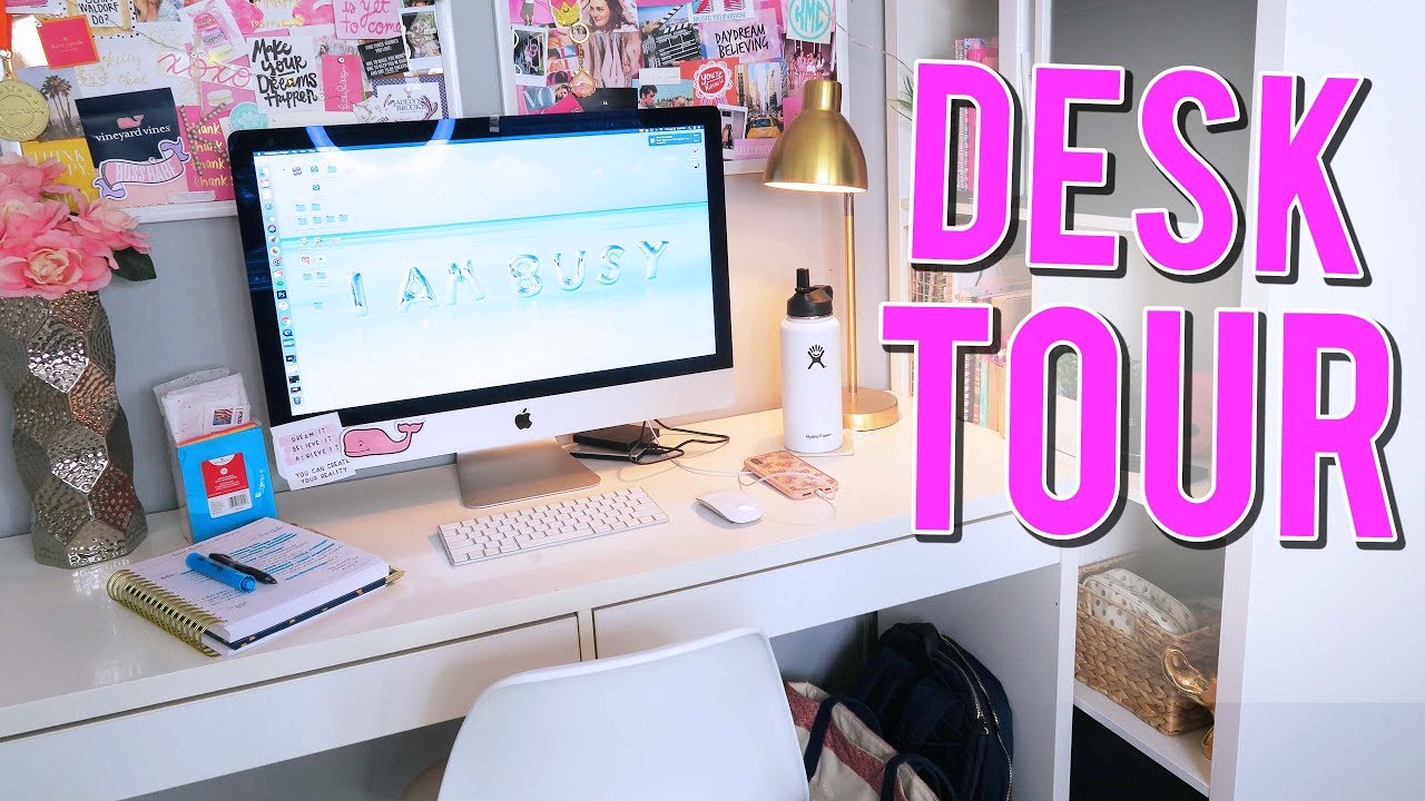 DESK TOUR 2019 (BACK TO SCHOOL DESK ORGANIZATION & MY DESK ESSENTIALS ...