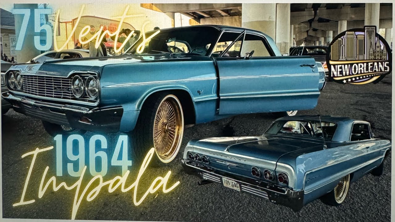1964 Impala On 22 Inch All Gold Spokes And Vogues (G-Ride With 75Vert ...