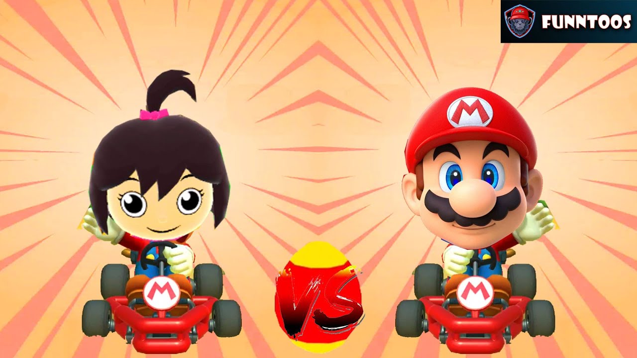 TAG WITH RYAN KATE VS MARIO KART TOUR SUPER CAR RACING CHALLENGE - YouTube