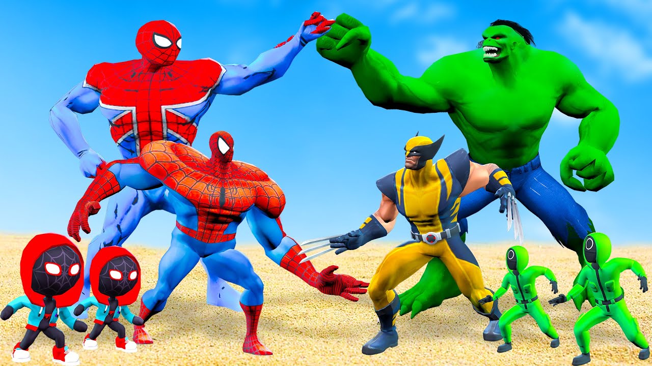 Team SPIDER MAN Battle Team HULK, WOLF MAN to Rescue MARVEL's SPIDEY ...
