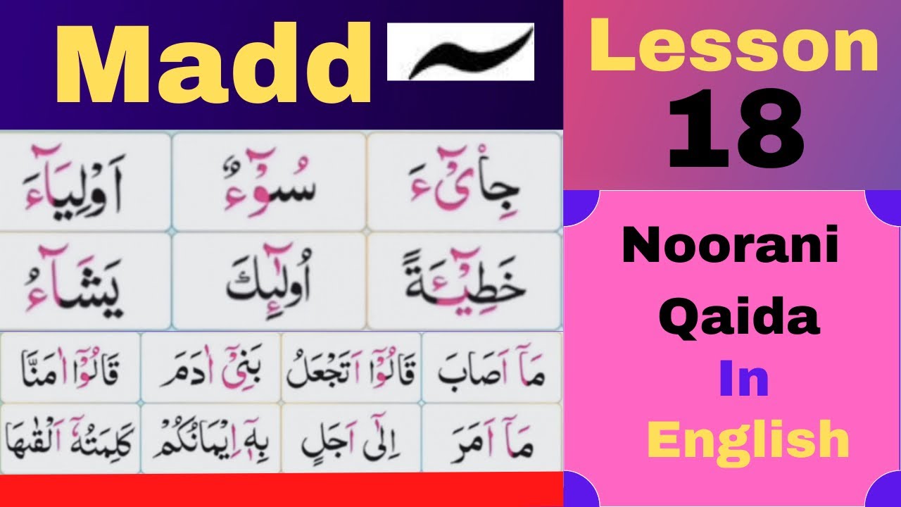 Noorani Qaida in English Lesson 18, Madd (؀) Muqattiat & Separated ...